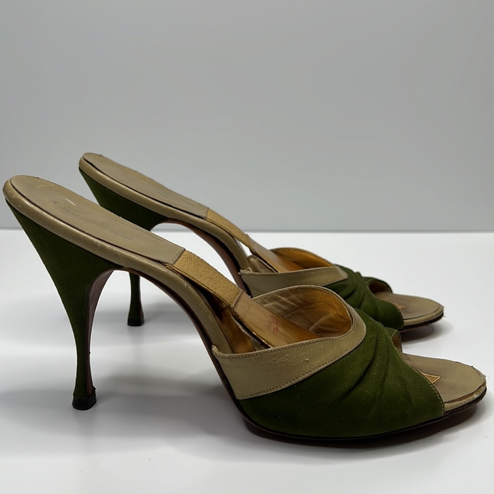 1950’s Vintage Spring-O-Lator High Heel Mules Ferncra… - Gem